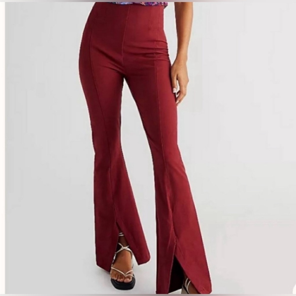 Free People Real Deal Slit Split Flare Pants - Gem